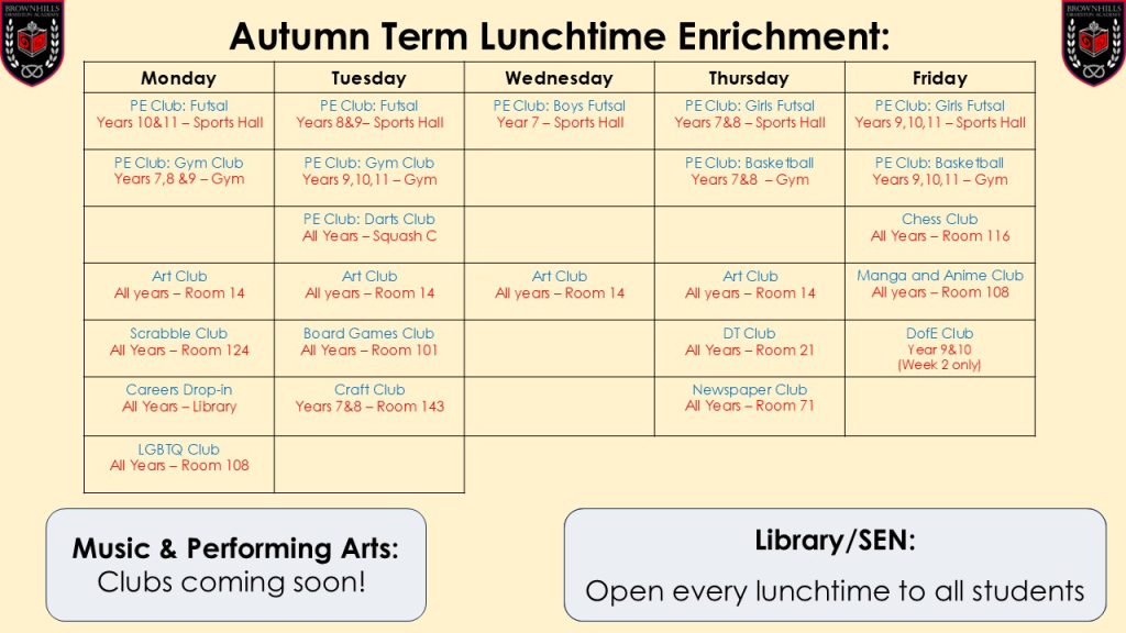 Brownhills Ormiston Academy - Enrichment Calendar